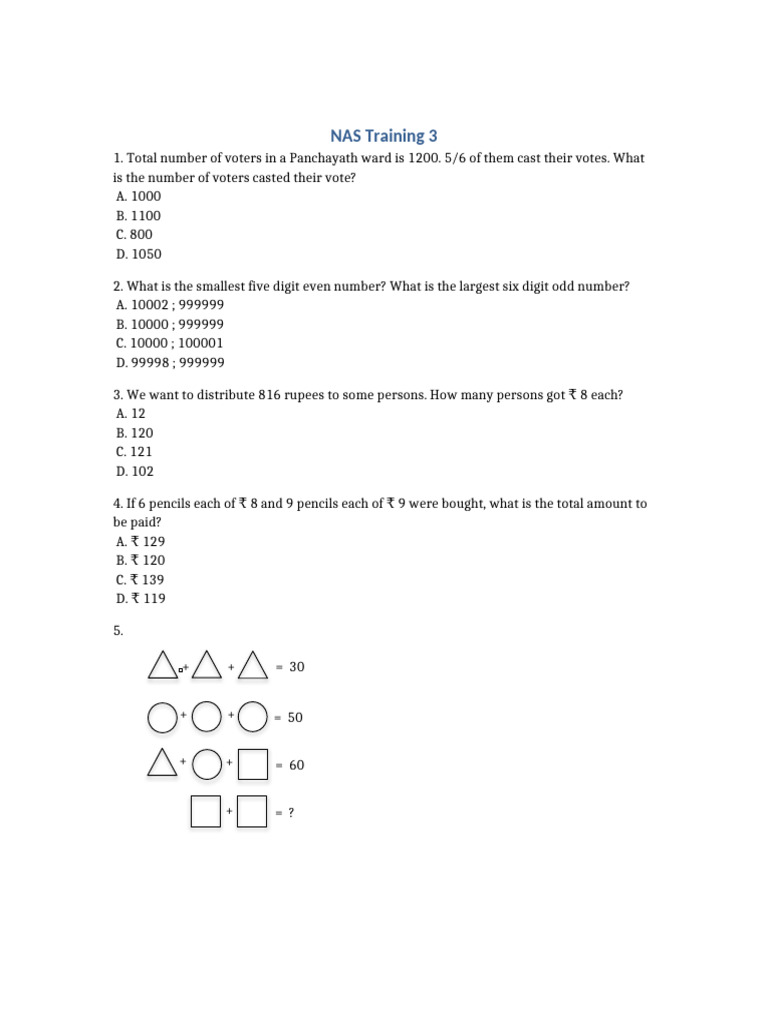 Math Questions | PDF | Teaching Methods & Materials | Home & Garden