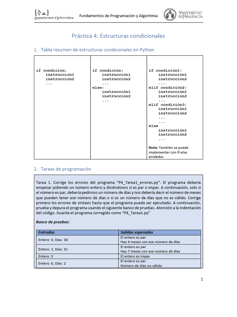 P4 Estructuras Condicionales | PDF | Python (lenguaje de programación ...