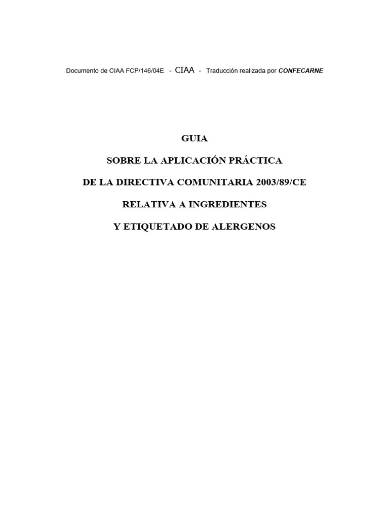 CE CIAA Guia Etiquetado Alergenos | PDF | Productos lácteos | Alimentos