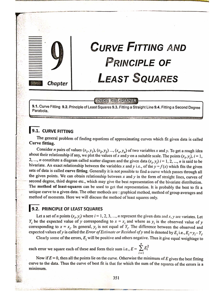 9 Curve Fitting And Principle Of Least Squares Pdf