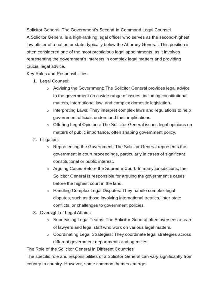 Solicitor General | PDF | Solicitor | Lawyer