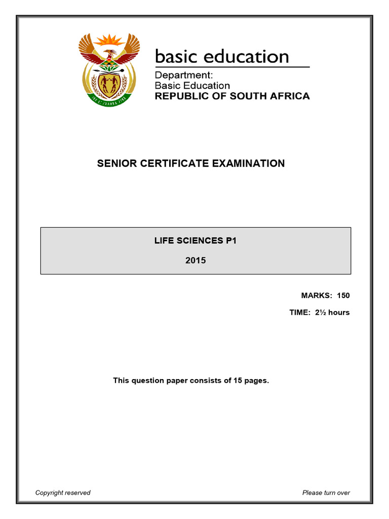Life Sciences P1 June-July 2015 Eng | PDF | Wellness