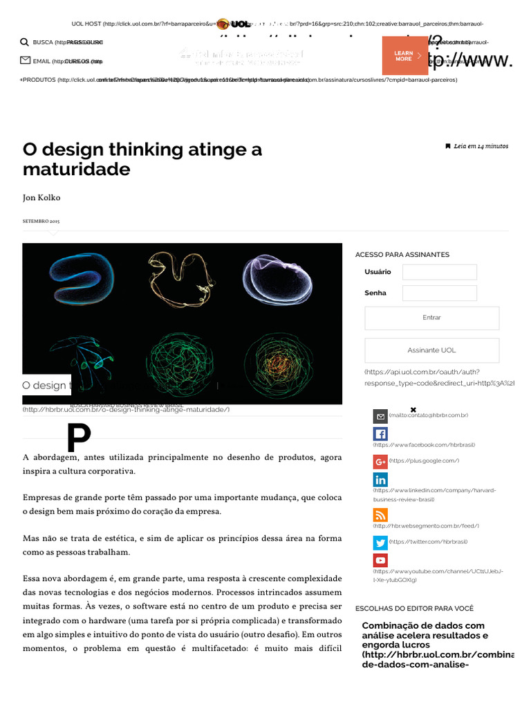 G4-O Design Thinking Atinge A Maturidade - Harvard Business Review ...