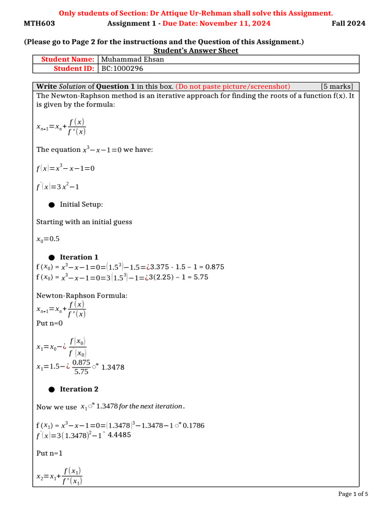 MTH603 - Assignment 1 Atti Ur Rehman by Pin | PDF | Mathematical Objects | Elementary Mathematics