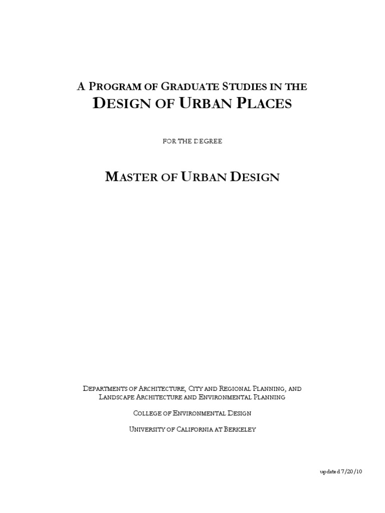 Ucb Ced Mud Program Statement 2010 11 | PDF | Urban Design | Thesis