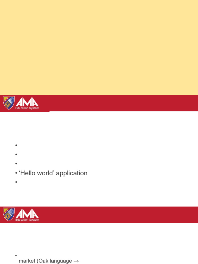 Week 1-2 - Java Language - Presentation | PDF
