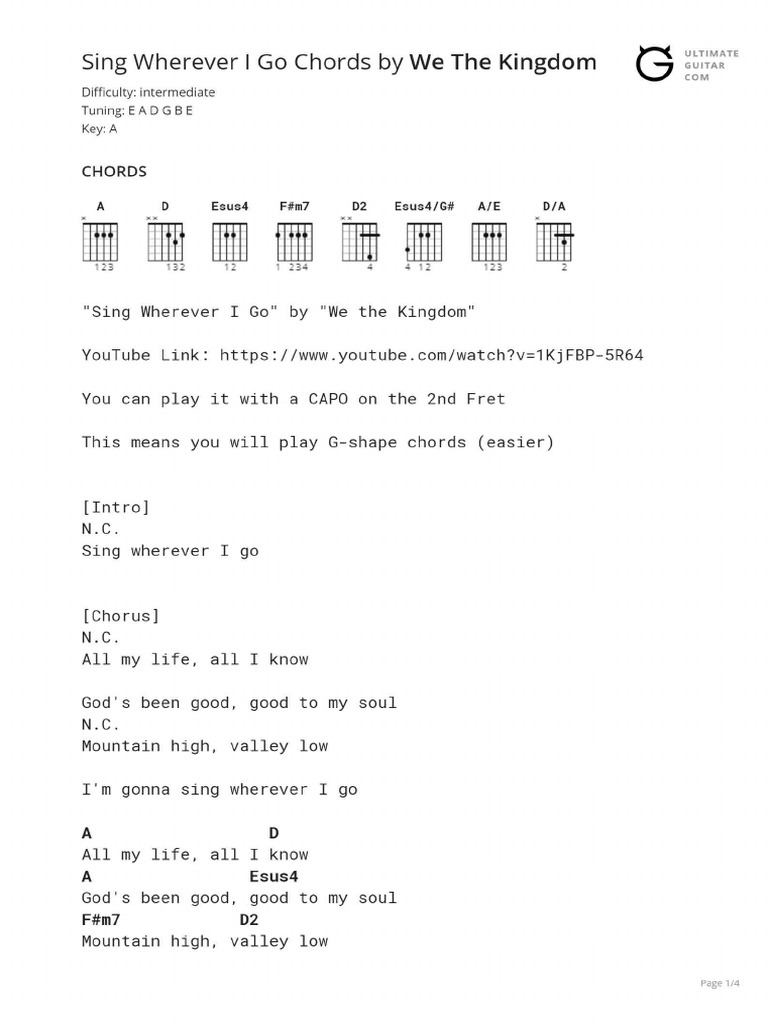 Sing Wherever I Go Chords | PDF
