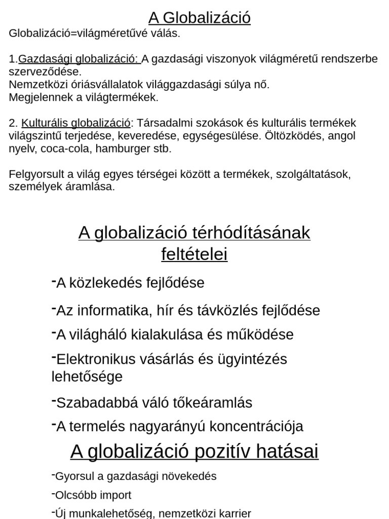 A Globalizáció 2 | PDF