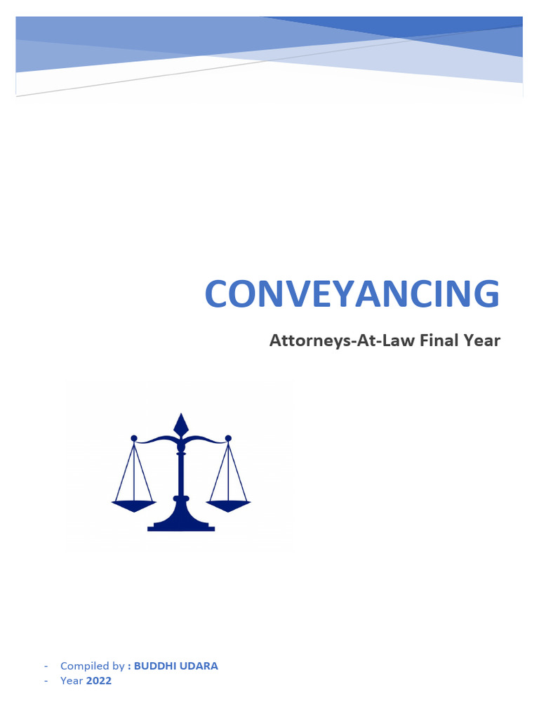 Conveyancing Summarised Note by Buddhi Udara | PDF | Notary Public | Deed