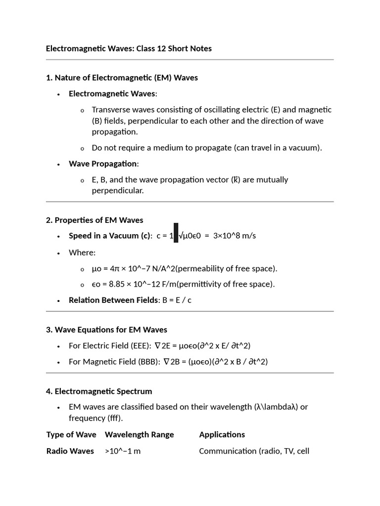 Electromagnetic Waves - Phy | PDF | Electromagnetic Radiation | Waves