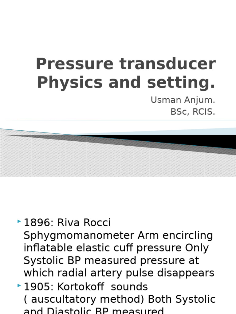 Pressure Transducer Physics and Setting | PDF | Blood Pressure ...