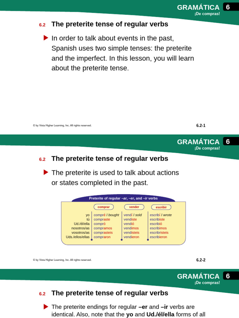 The Preterite Tense of Regular Verbs Aventuras | PDF | Grammatical ...