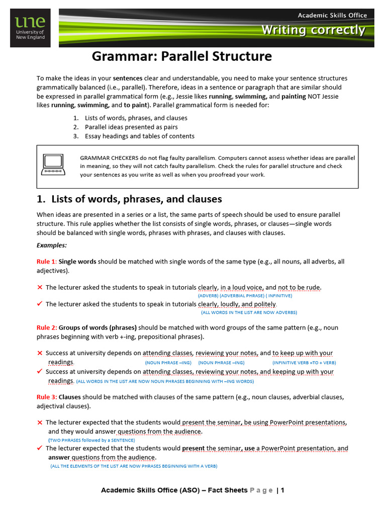 WC - Grammar Parallel Structure | PDF | Adverb | Phrase