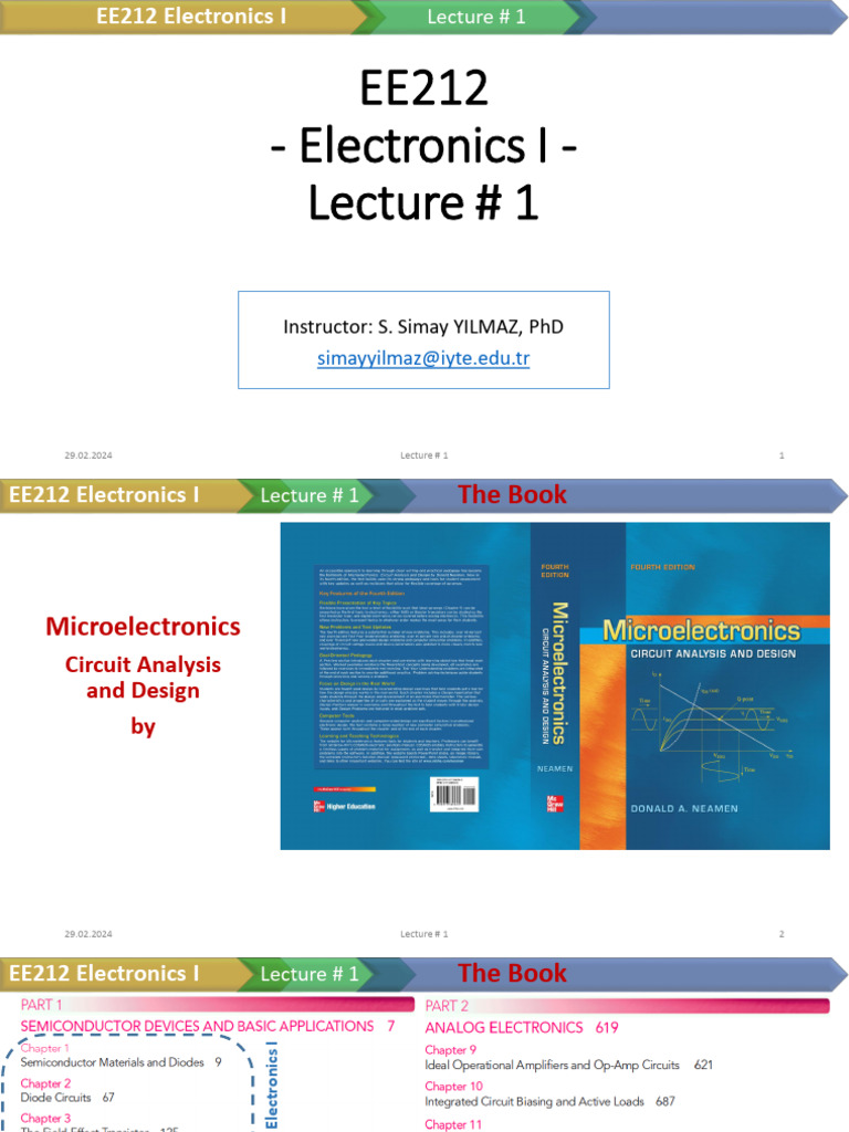EE212 L01 Electronics I 2024 | PDF | P–N Junction | Semiconductors