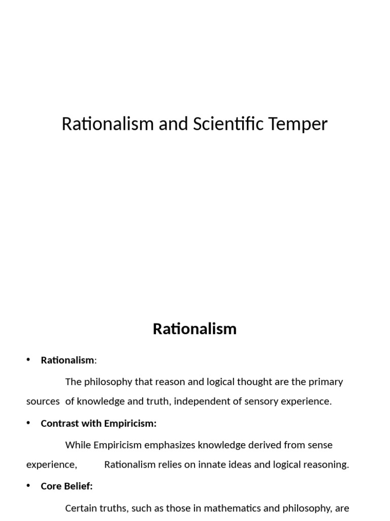 Rationalism and Scientific Temper Explained | PDF | Rationalism | Theory