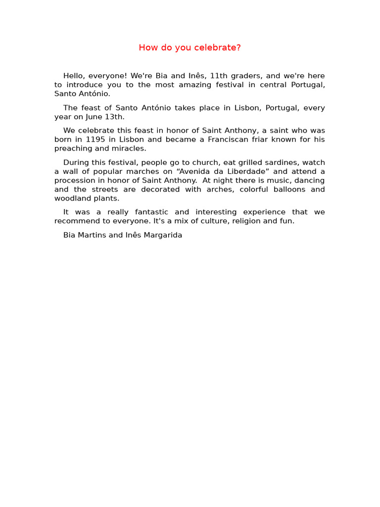 Celebrate Santo António Festival in Lisbon | PDF