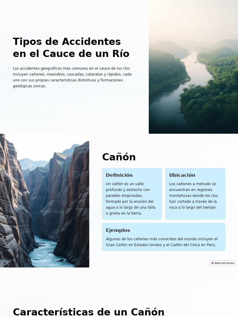 Tipos de Accidentes en El Cauce de Un Rio | PDF | Cañón | Erosión