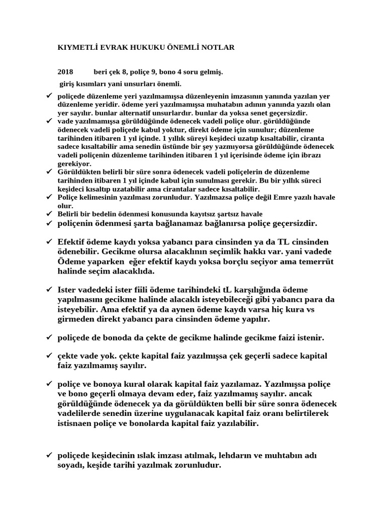Kıymetli Evrak Notu | PDF