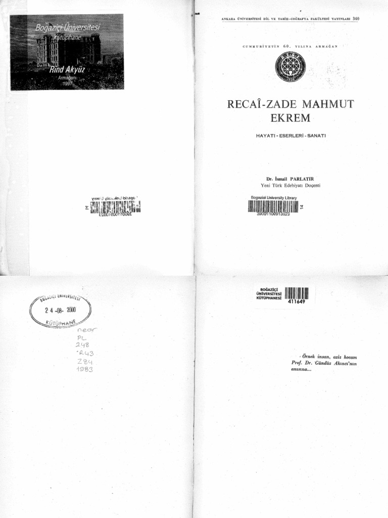 Ä°smail ParlatÄ R - Recaizade Mahmut Ekremin Edebiyat HakkÄ Nda GÃ Rã Å Leri Ve Araba SevdasÄ | PDF