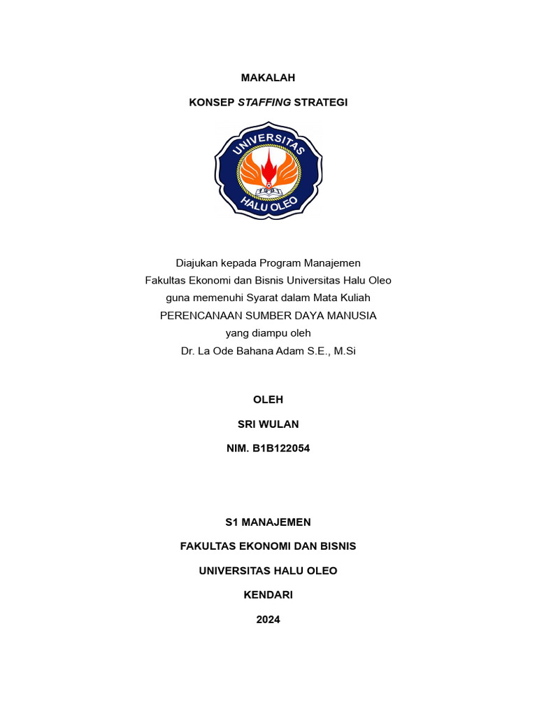 B1B122054 Sri Wulan - Uts Perencanaan SDM | PDF