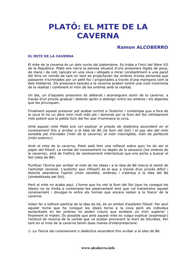 Plato El Mite de La Caverna | PDF | Business | Foreign Language Studies