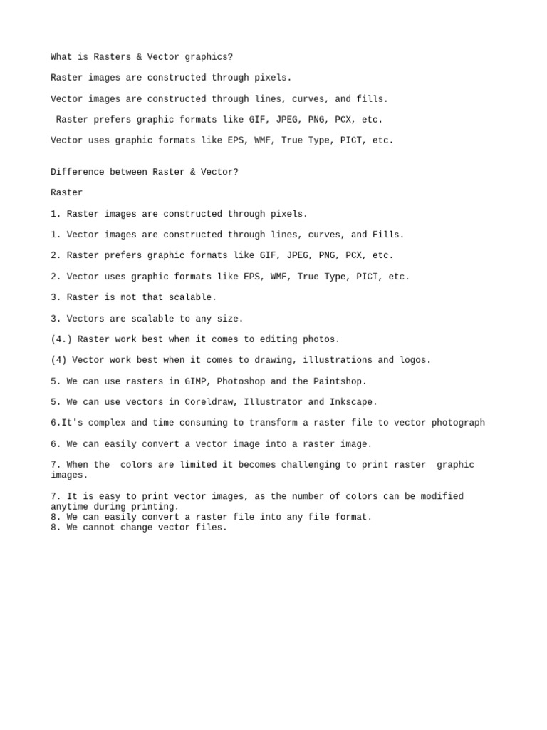 Raster Graphics & Vector Graphics | PDF