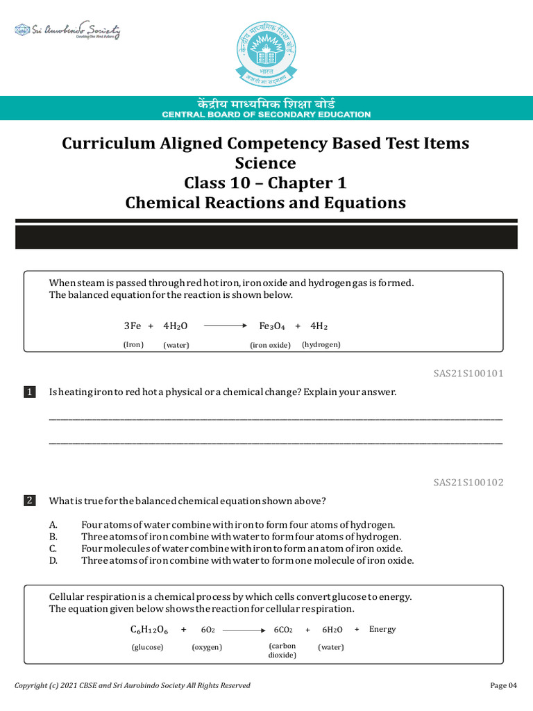 Cbse Class 10 Science Competency Based Questions | PDF | Iron ... Cbse Class 10 Science Competency Based Questions | PDF | Iron ...