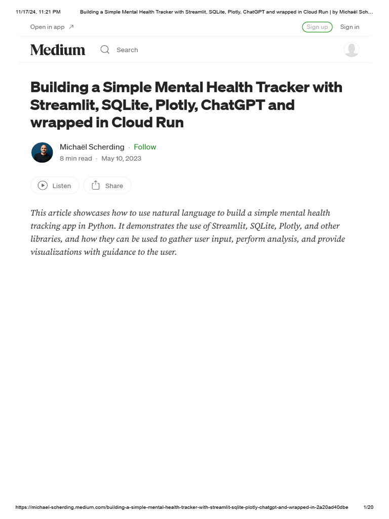 Building A Simple Mental Health Tracker With Streamlit, SQLite, Plotly, ChatGPT and Wrapped in ...