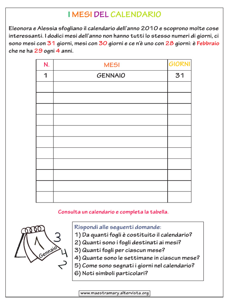 I Mesi Del Calendario | PDF