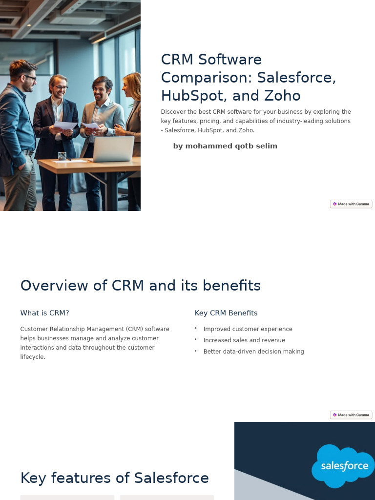 CRM Software Comparison Salesforce HubSpot and Zoho | PDF | Customer ...