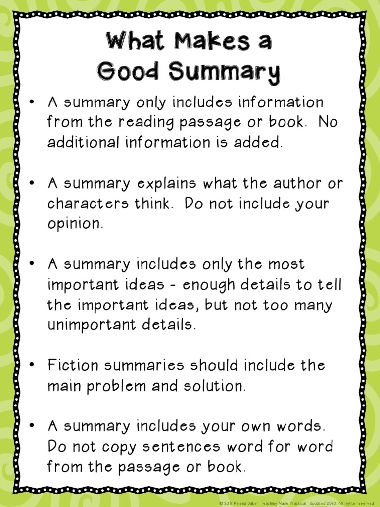 What Makes A Good Summary | PDF