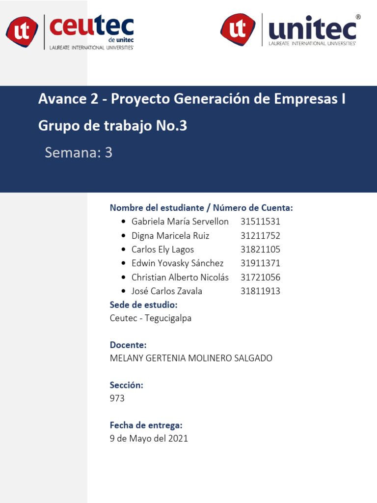 Avance2 Grupo3 GeneracionDeEmpresas1 | PDF | Calidad (comercial) | Marketing