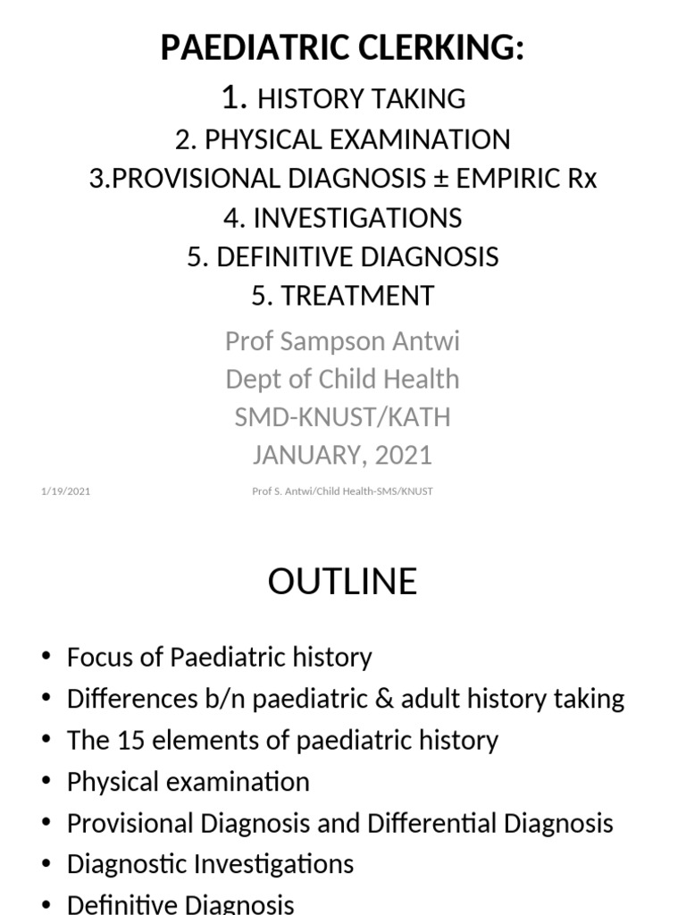 Paediatric History Taking | PDF | Medical Diagnosis | Physical Examination