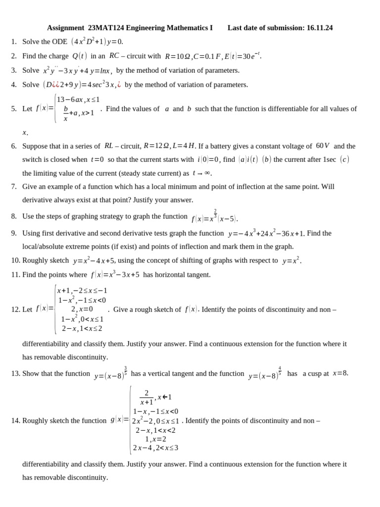 Assignment | PDF | Derivative | Differential Calculus