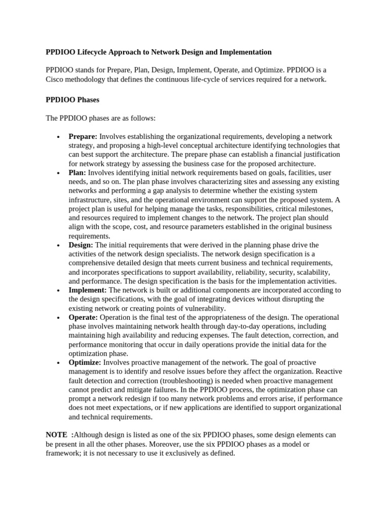 Network Design Chap-2 PPDIOO Lifecycle Approach | PDF | Network Switch ...
