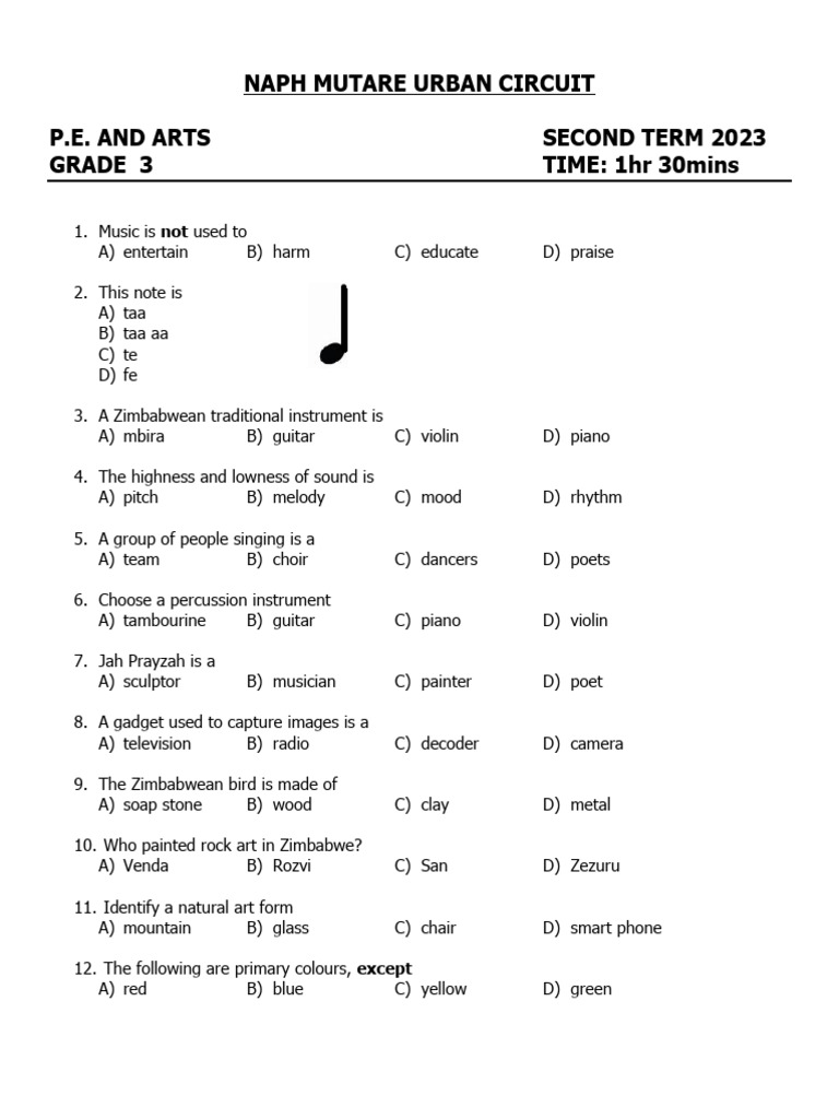 NAPH PE & Arts Gr3-6 3rd Term 2023 | PDF | Track And Field