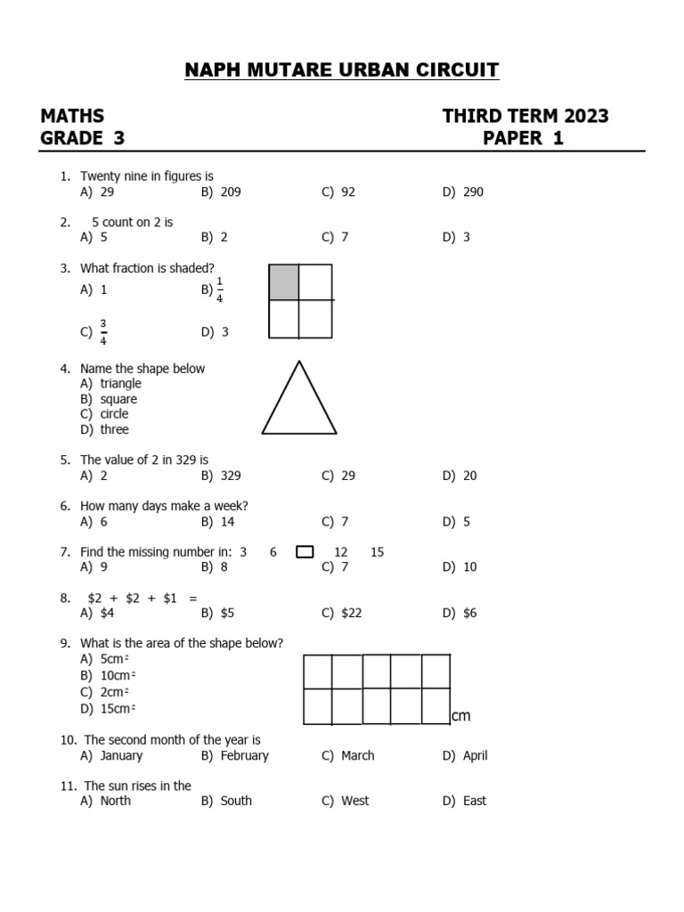 NAPH Maths Gr3-6 3rd Term 2023 | PDF | Rectangle | Elementary Geometry