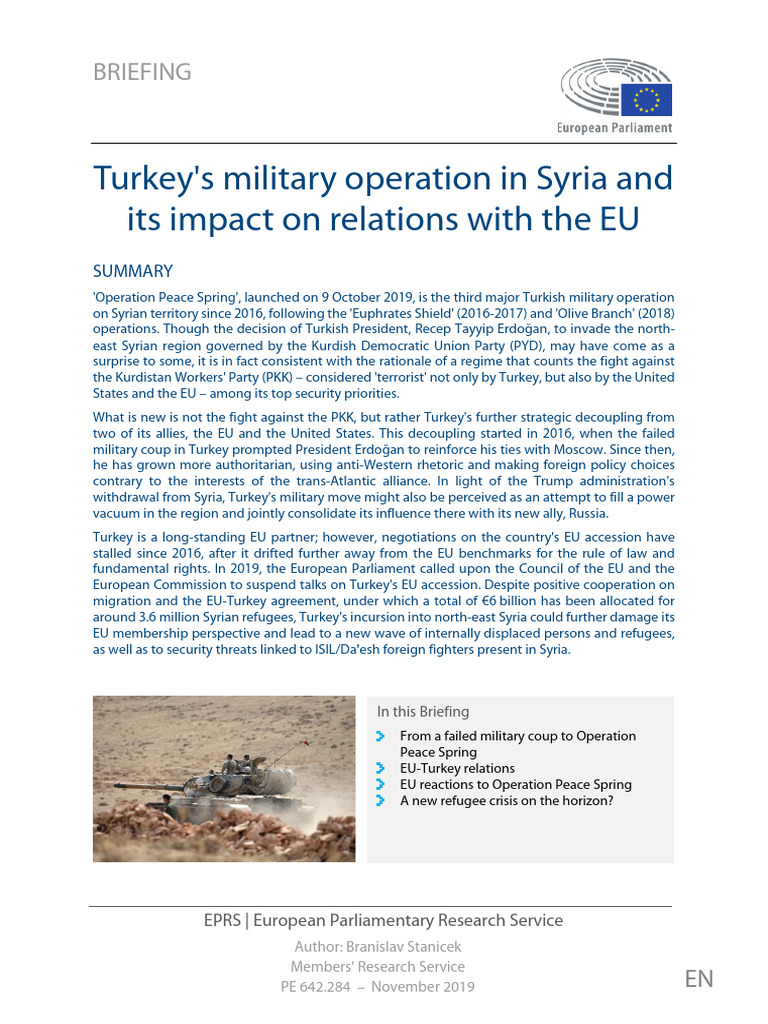 EPRS Briefing 642284 Turkeys Military Operation Syria FINAL | PDF ...