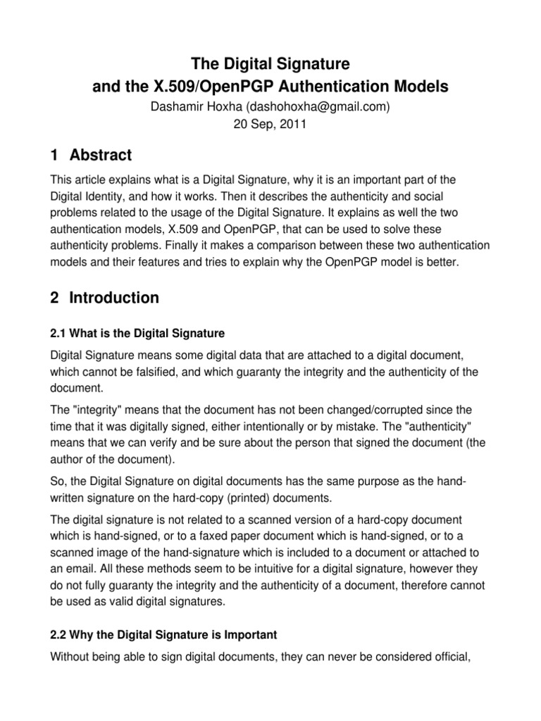 The Digital Signature and The X 509 Open | PDF | Key (Cryptography ...