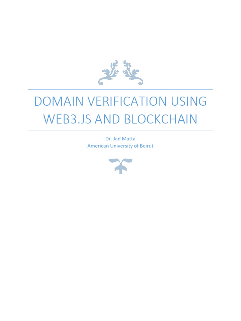 Domain Verification Using Web3 JS and BL | PDF | Cryptography | Key (Cryptography)