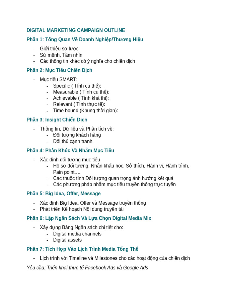 Digital Marketing Campaign Outline | PDF