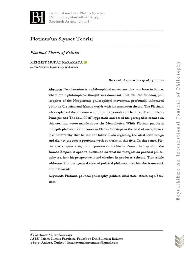 Plotinus Siyaset Teorisi | PDF