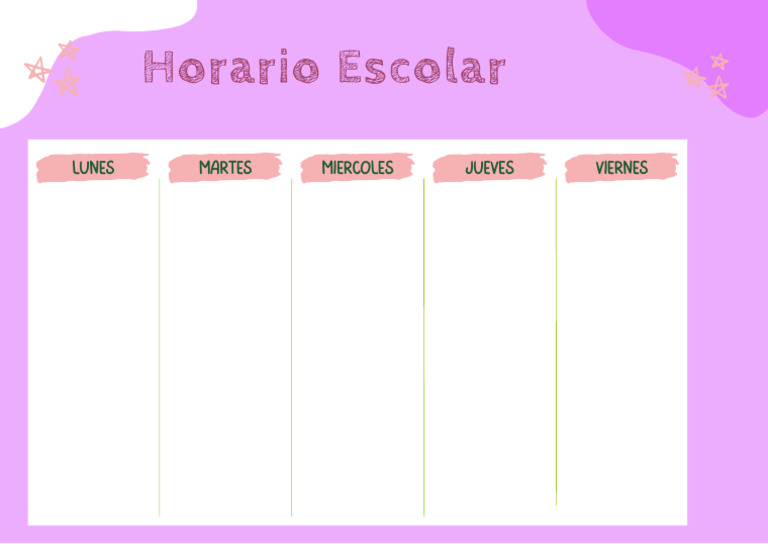 Organizador Horario de Clases Planner Infantil Juvenil Rosado | PDF