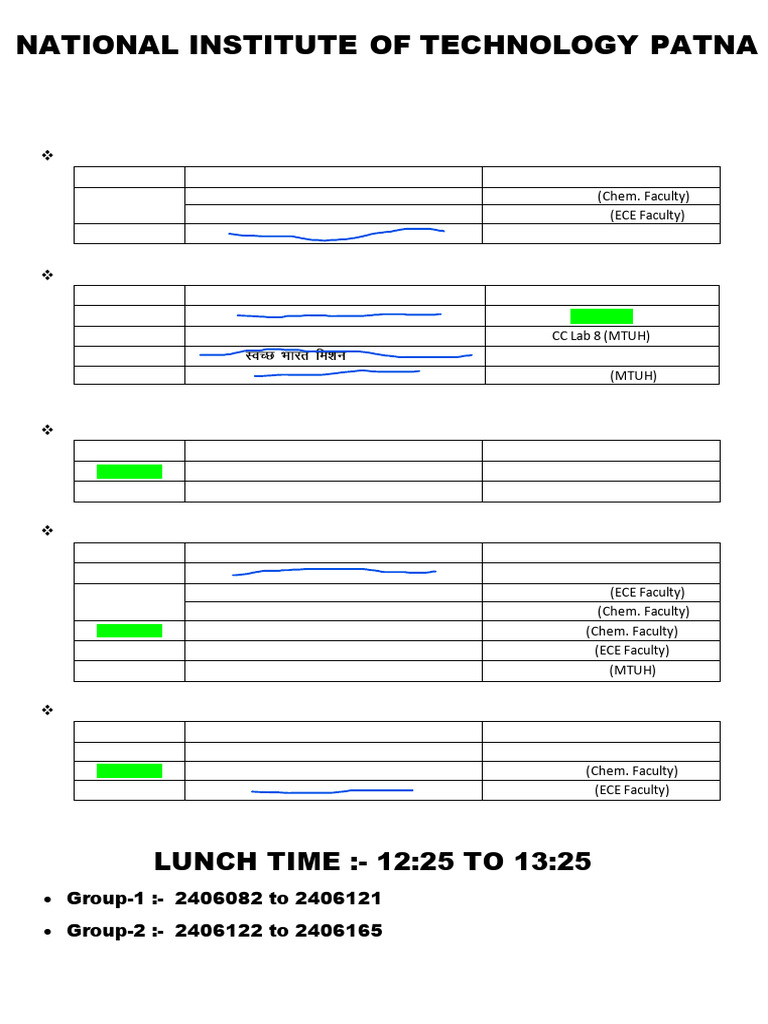 Time Table Sem 1 | PDF