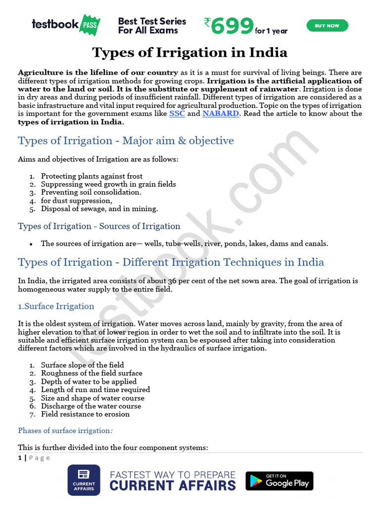 Irrigation in India New 264efd09 | PDF | Irrigation | Soil