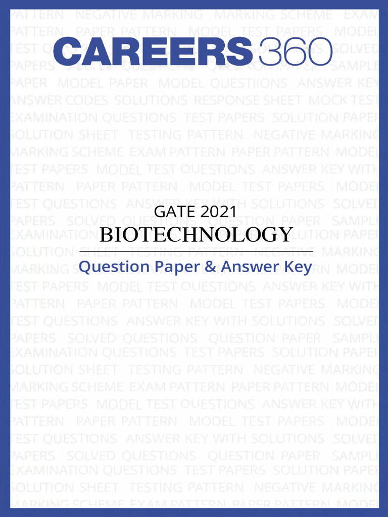 GATE 2021 Biotechnology Question Paper & Answer Key - 1730020471032 ...