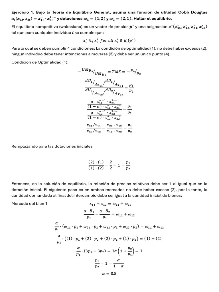 Ejercicio Micro III Valdi | PDF | Teoría del equilibrio general | Economias
