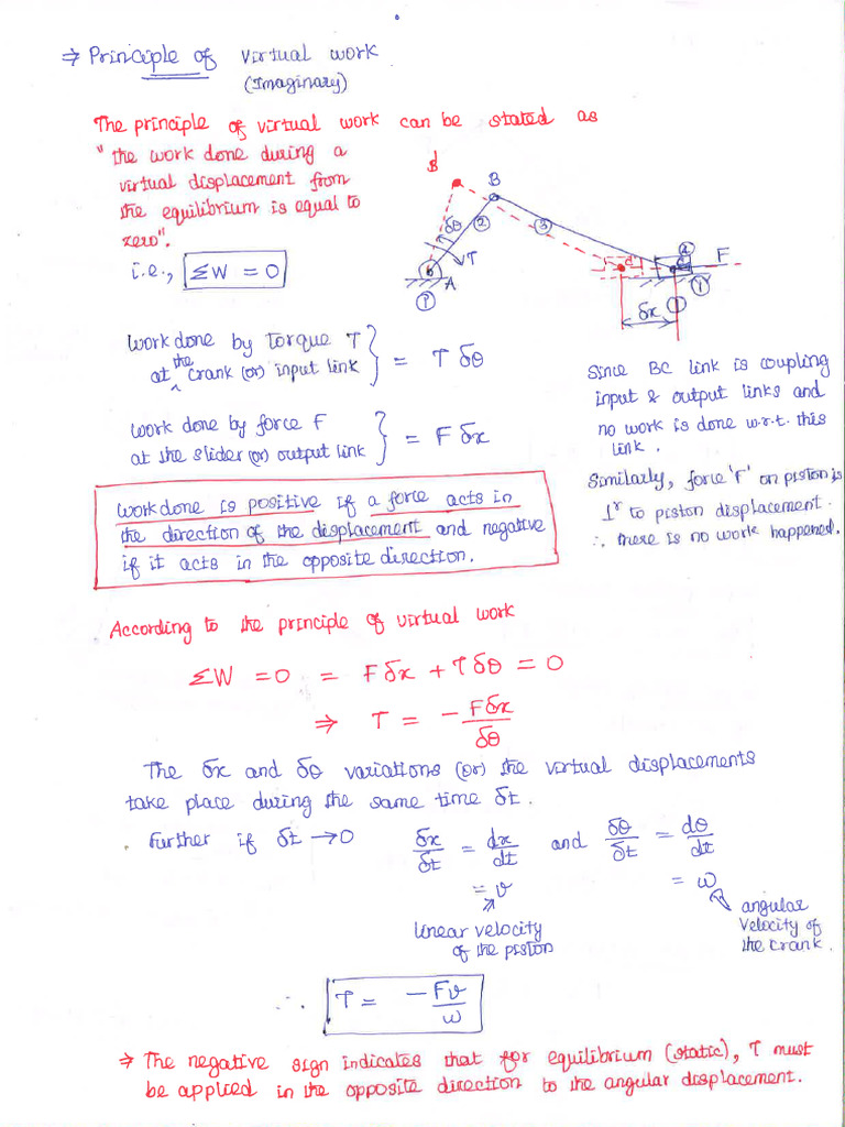 Lecture 20 Static Force Analysis Using Principle of Virtual Work | PDF