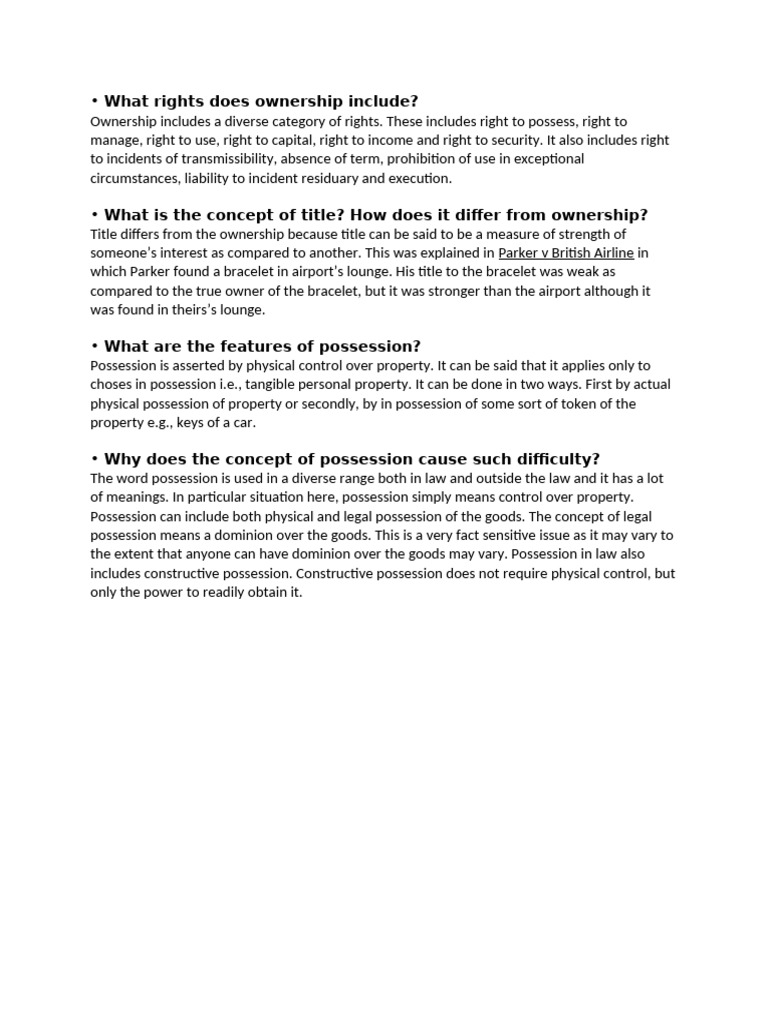 What Rights Does Ownership Include? | PDF | Finance & Money Management ...