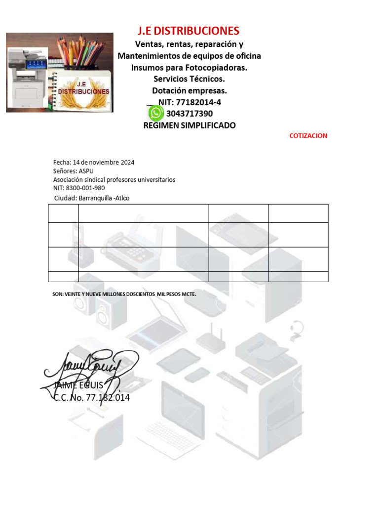 Cotización de productos bordados para ASPU | PDF
